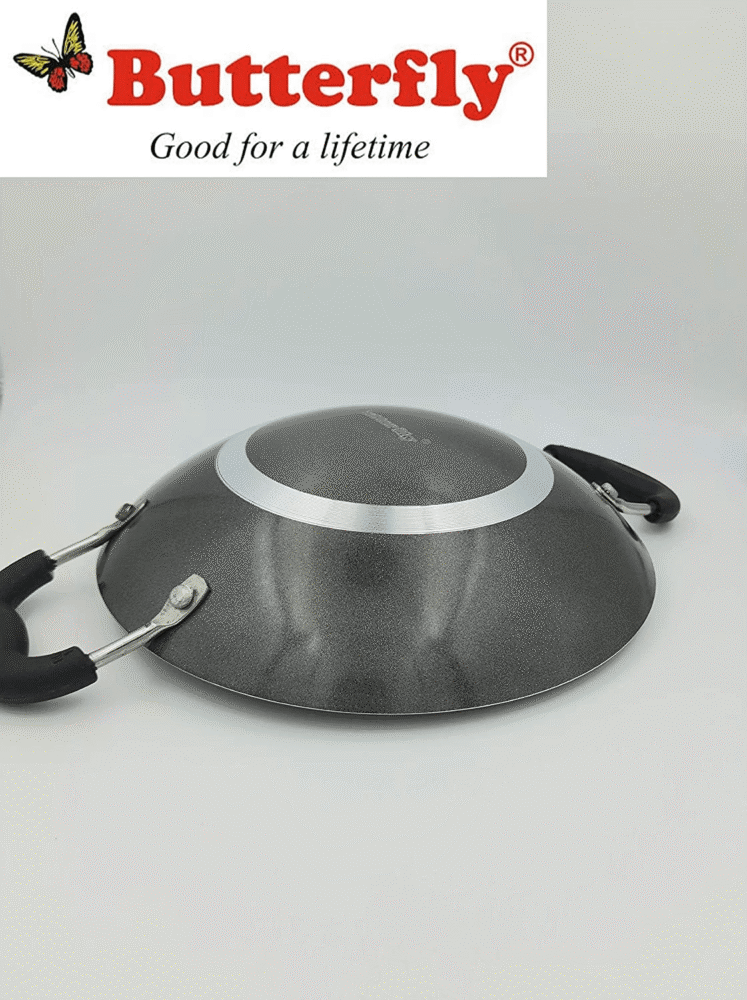 Butterfly Raga Non-Stick Aluminium Appachatty with Lid, 20 cm, Black ...