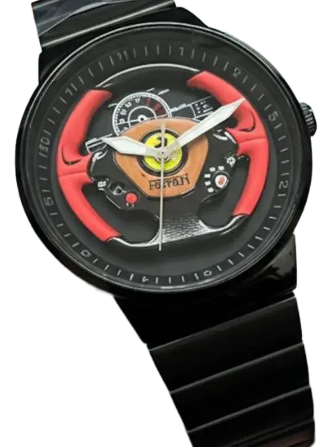 Ferrari Watch: Stunning Ferrrary Wheel Black Watch